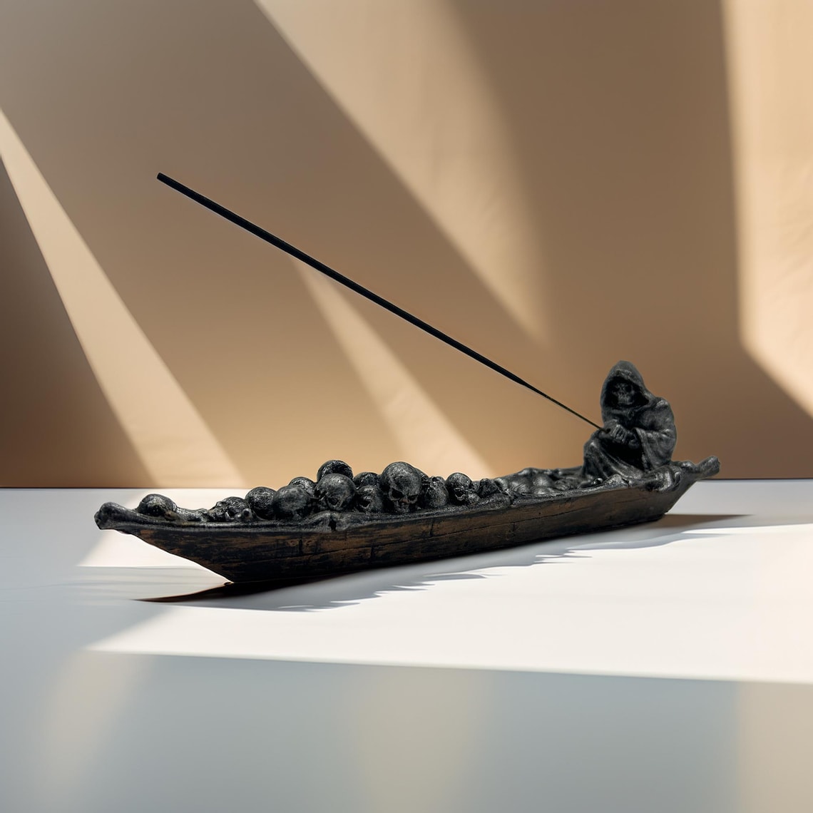 Handmade Charon Skull Boat Incense Holder: Gothic River of Souls Decor ...