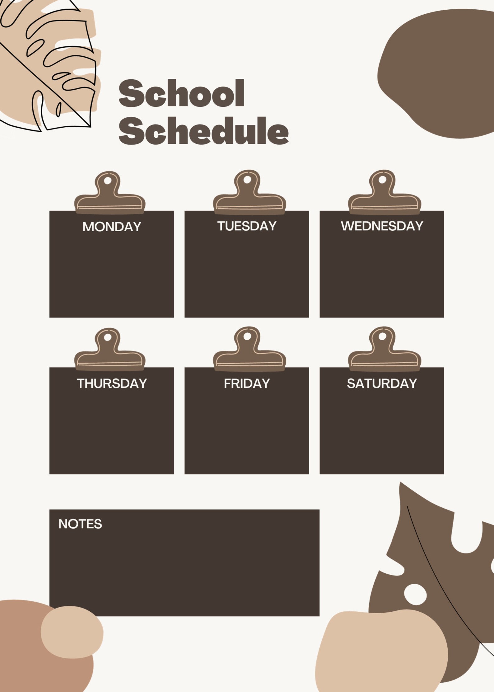Beige Abstract School Schedule Template - Etsy