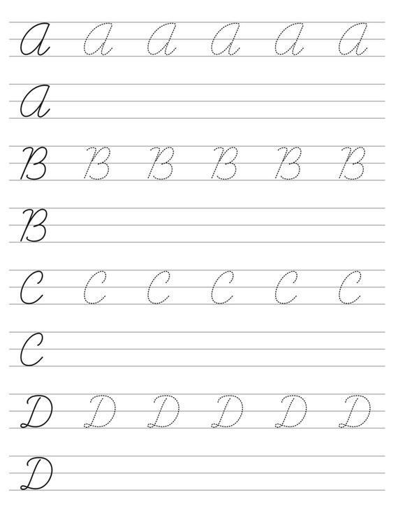 Printable Cursive Homework Worksheets Practicing Calligraphy - Etsy