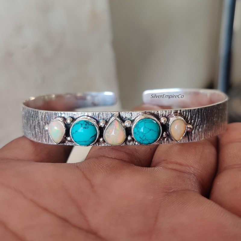 Turquoise Opal Cuff - Etsy
