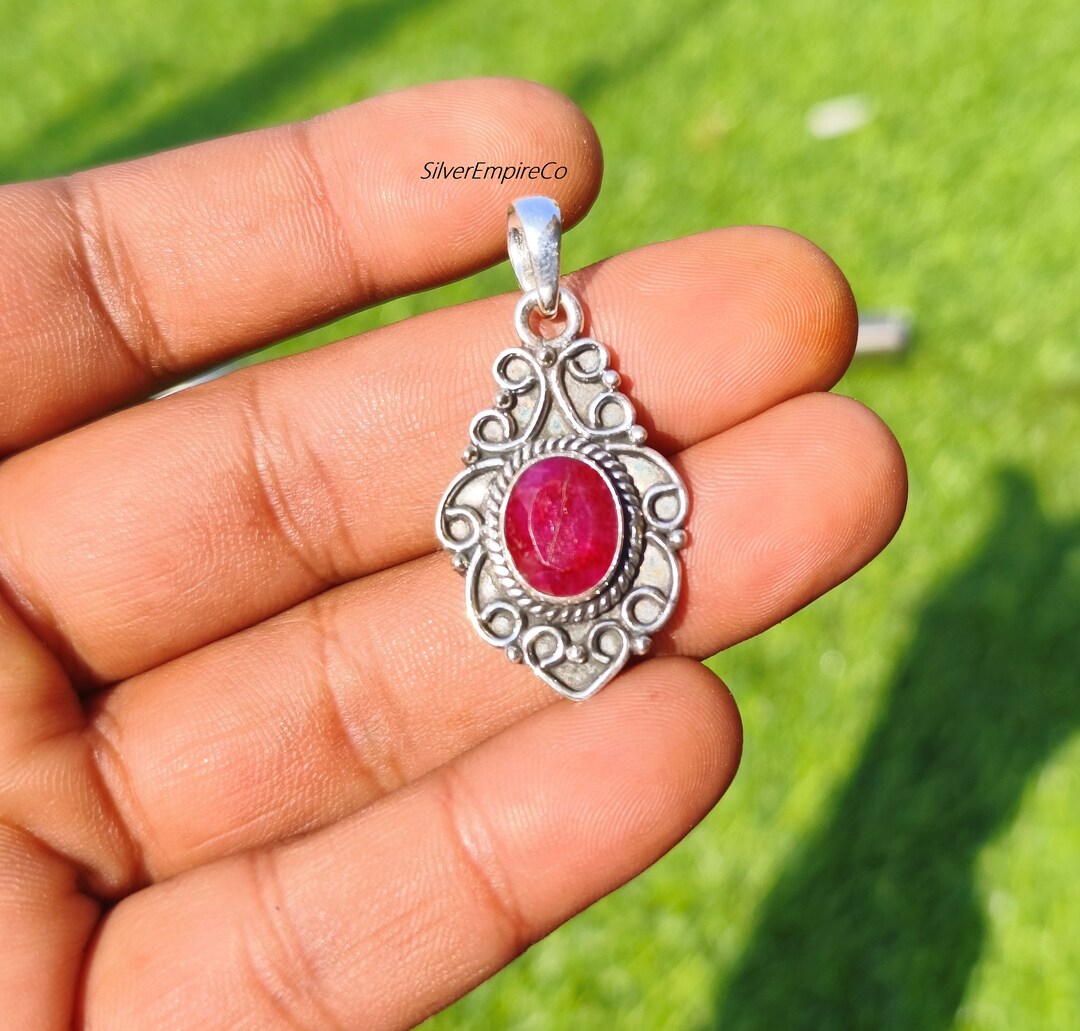 Handmade Sterling Silver Ruby Gemstone Pendant, Anniversary Gift - Etsy
