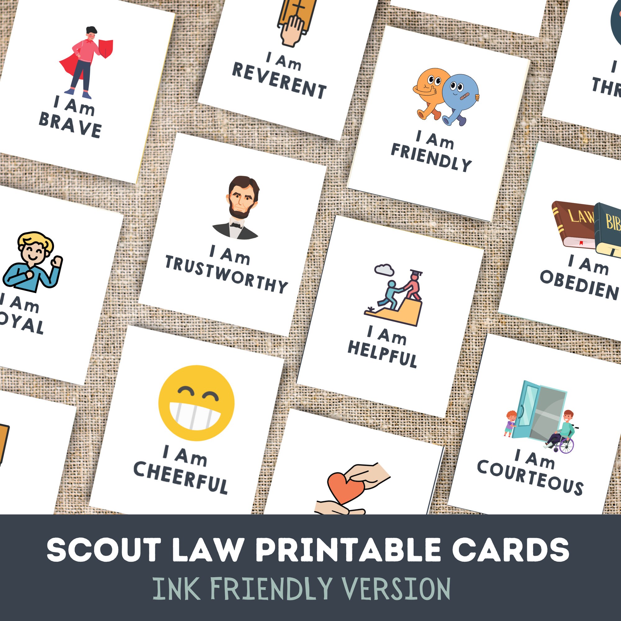 Cub Scout Law Positive Affirmation Cards for Kids Download Printable Scout Law Memory Game Scout ...