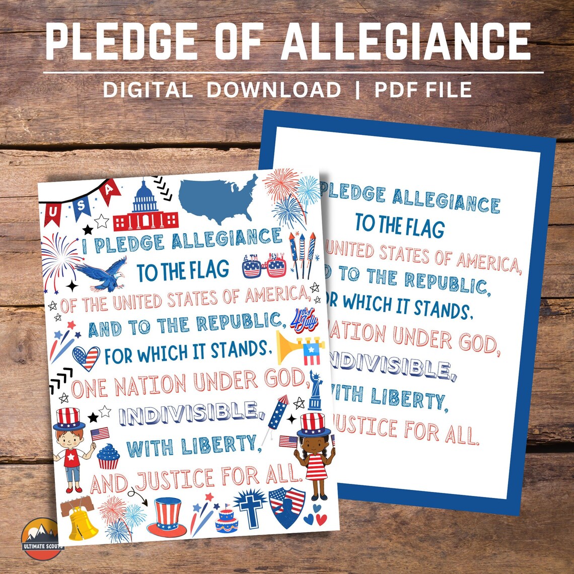 Pledge of Allegiance Printable | 2 Printable Pages | Colorful Doodles ...