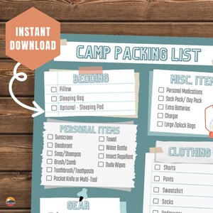Camp Packing List for Kids | Printable Packing Checklist for Camping ...