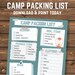 Camp Packing List for Kids | Printable Packing Checklist for Camping ...
