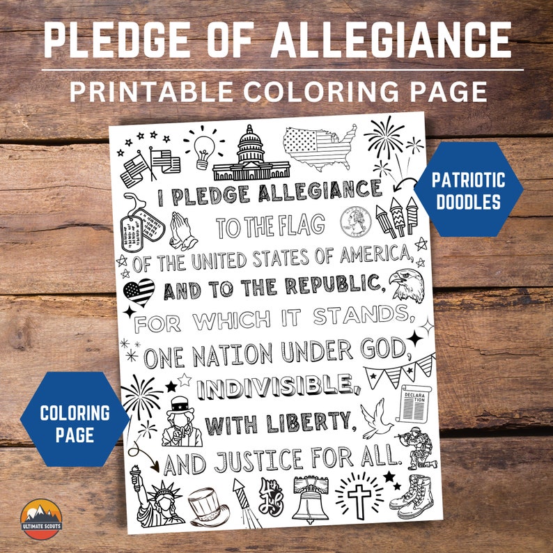 Pledge of Allegiance Printable | Coloring Page W/ Patriotic Doodles ...