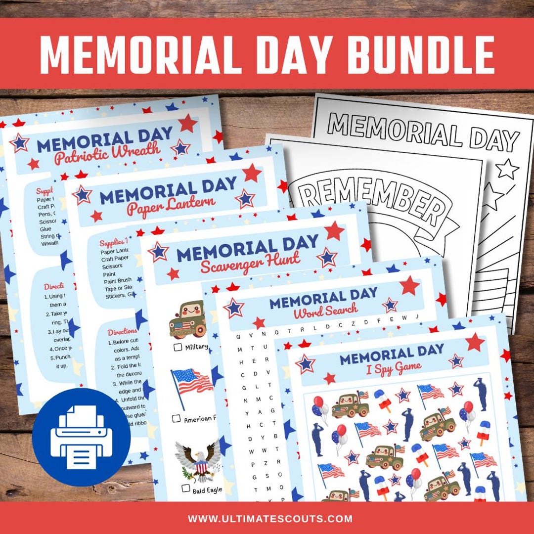 Memorial Day Printable Activity Bundle - Etsy