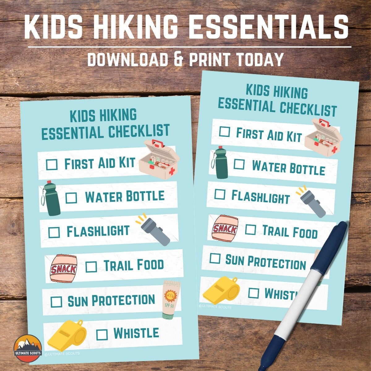 Kids Hiking Essentials Checklist Printable Scouts Hiking Essentials for ...
