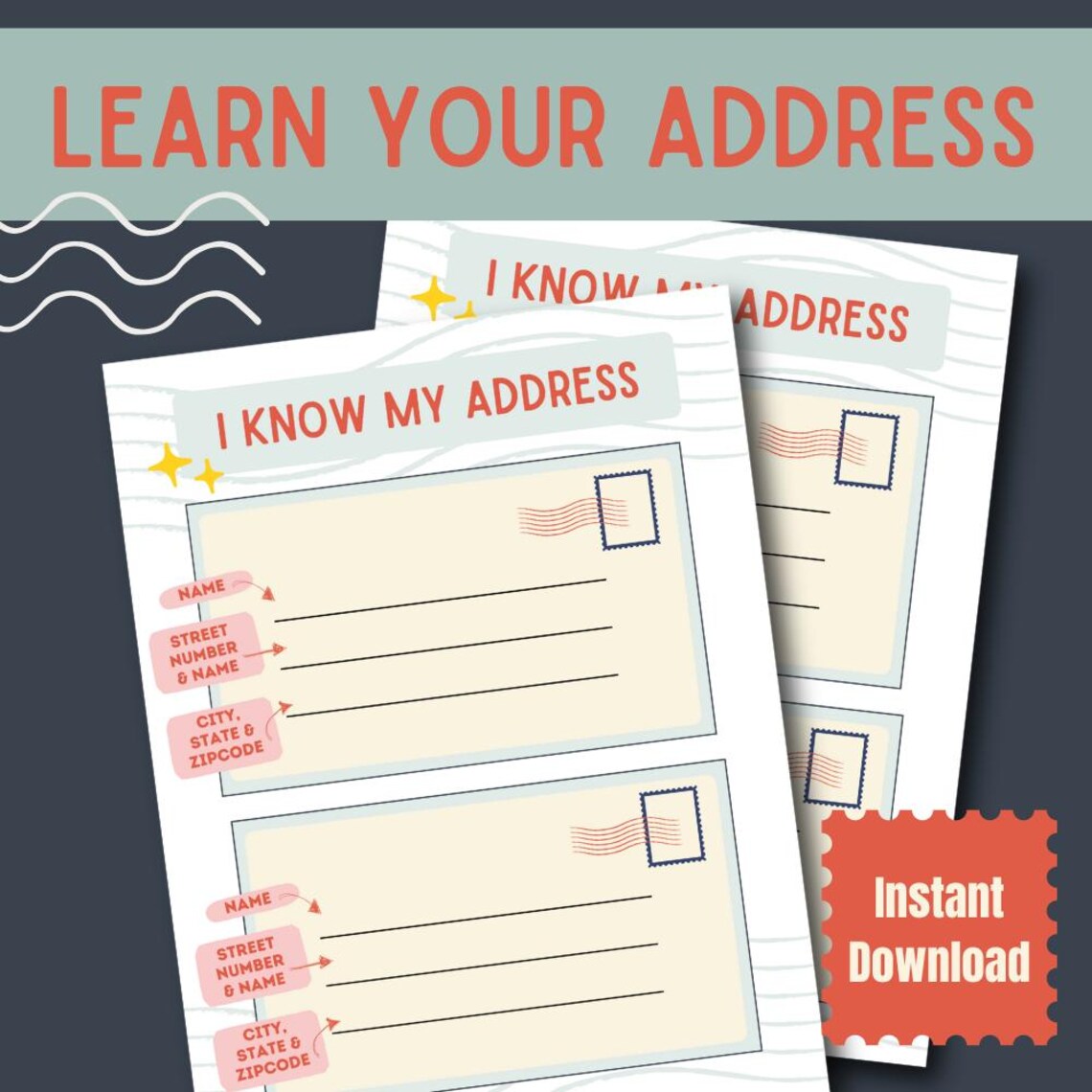 Learn Your Address Printable | Kindergarten Writing Activity | Pretend ...