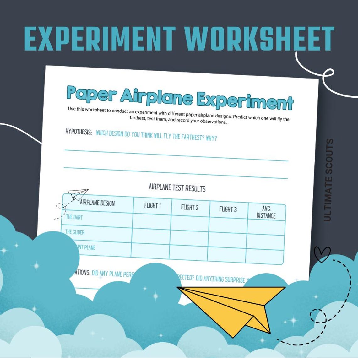 Printable Paper Airplane Experiment Activity Pack - Scientific Method ...