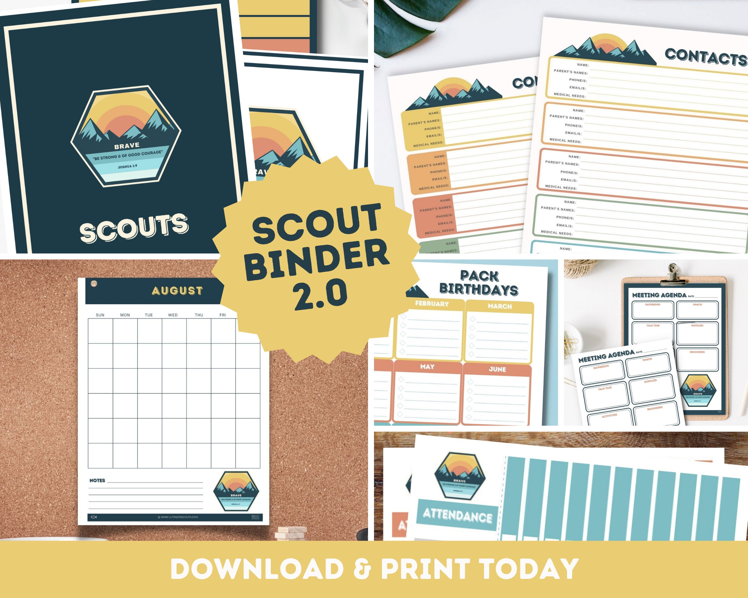 Scout Binder Planner Printable, Calendar, Attendance, Meeting Agenda ...
