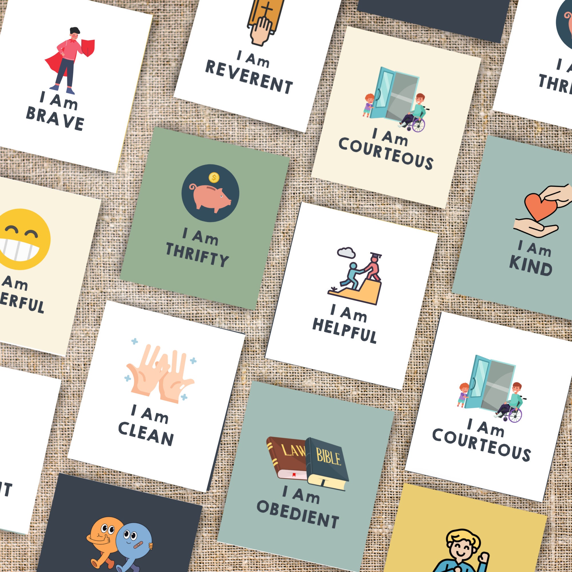 Cub Scout Law Positive Affirmation Cards for Kids Download Printable Scout Law Memory Game Scout ...