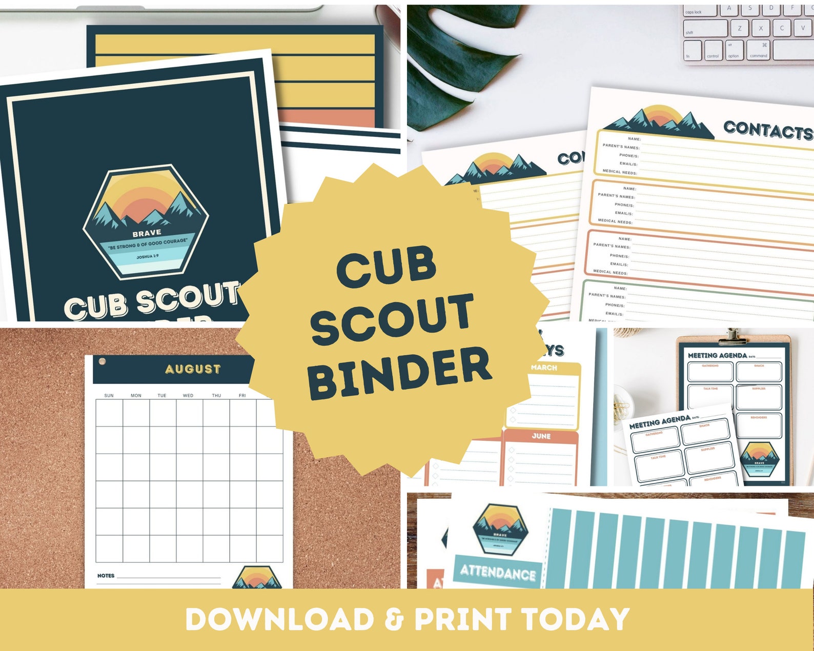 Cub Scout Binder Planner Printable Calendar Attendance - Etsy