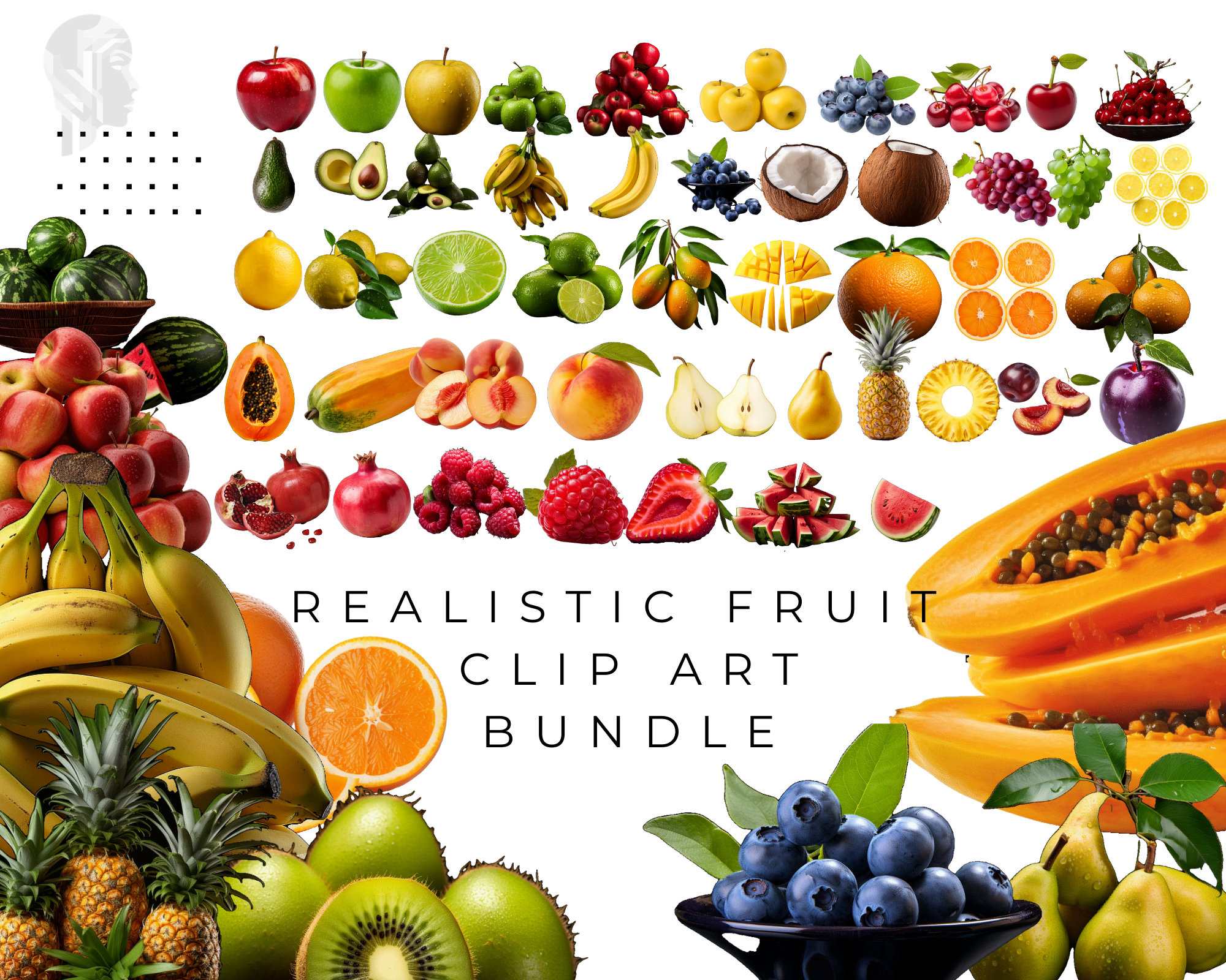 Realistic Fruit Clipart PNG Bundle Over 100 Images of 21 Different ...