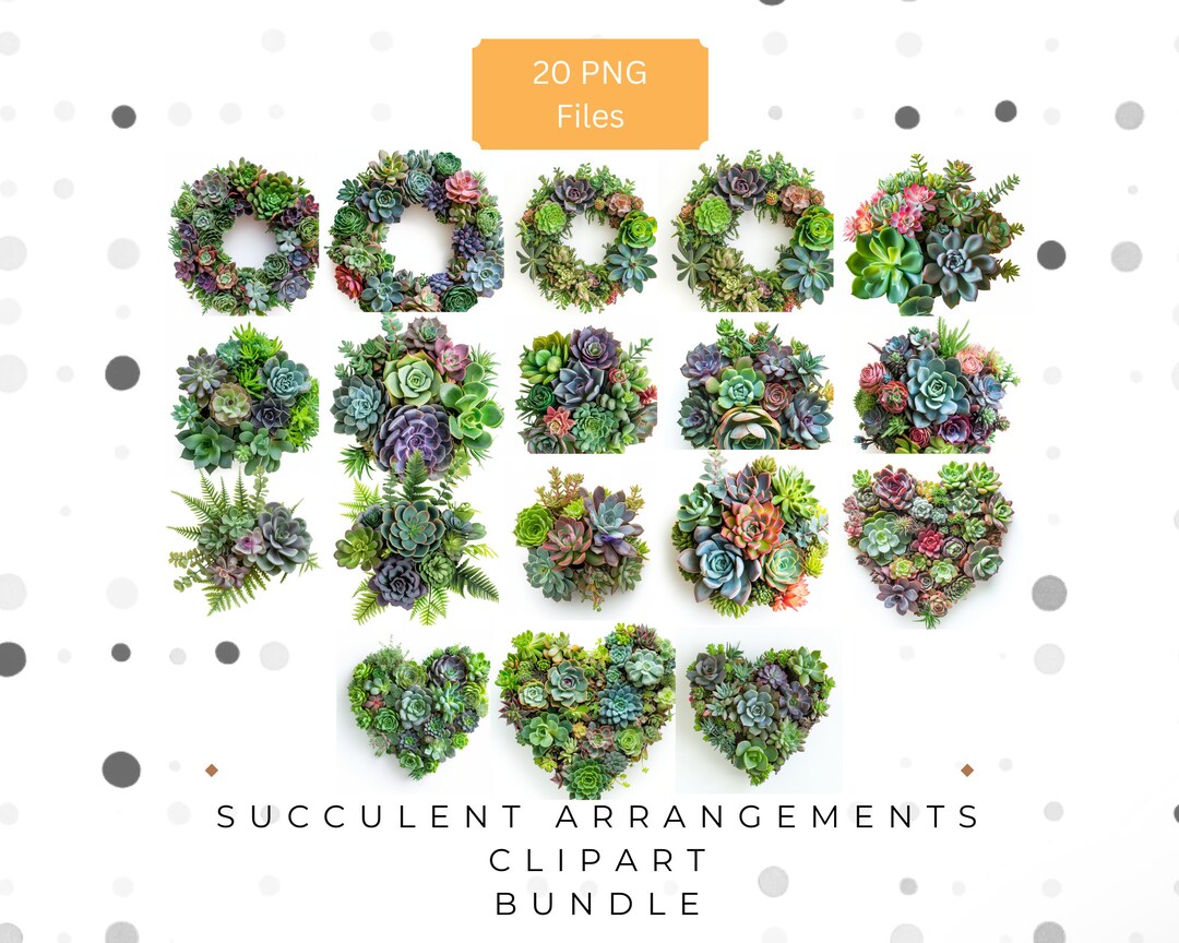Digital Succulent Bouquet Clipart Bundle - Etsy