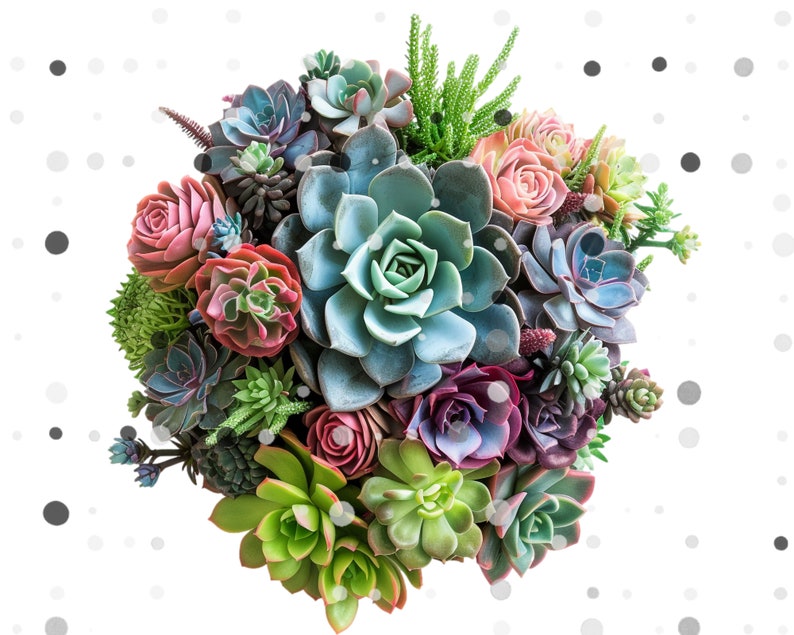 Digital Succulent Bouquet Clipart Bundle - Etsy