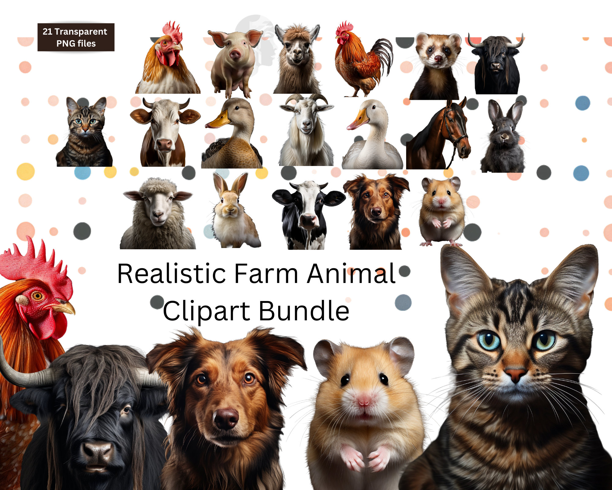 Realistic Farm Animals Clipart Bundle of 21! - Etsy