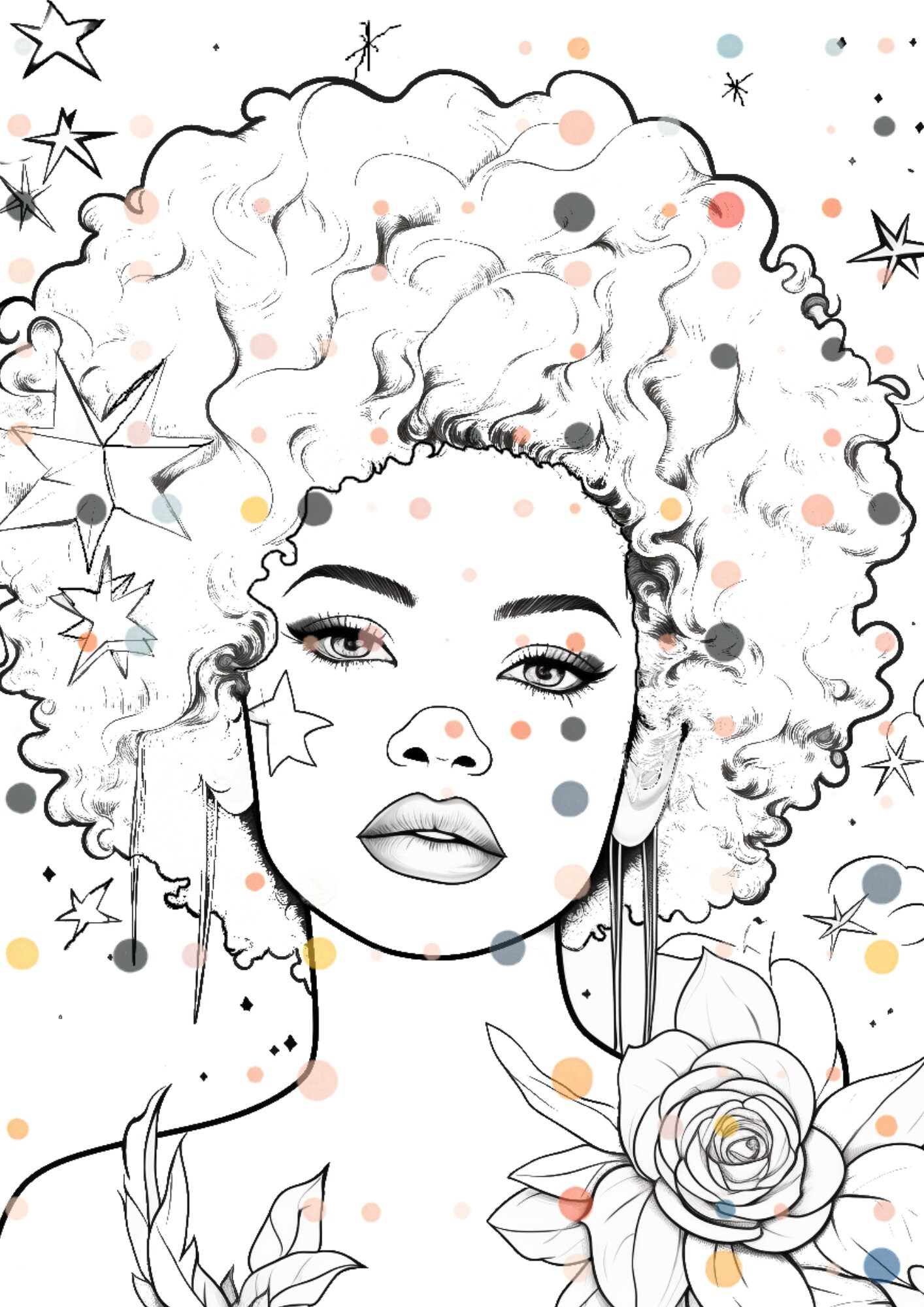 Flowers and Stars: 28 Printable Coloring Pages - Etsy