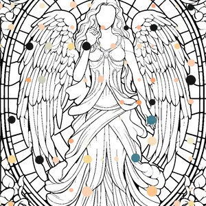 Heavenly Angels Stained Glass Coloring Pages - Set of 10 Ethereal ...