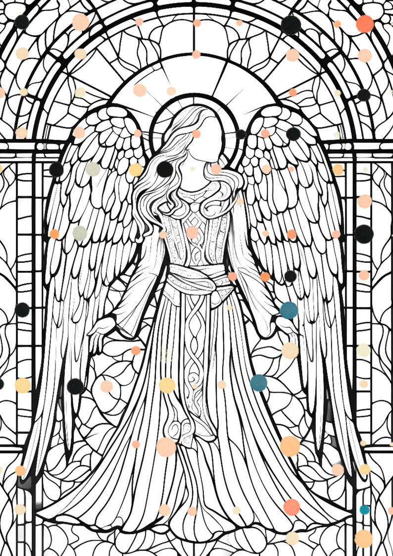 Heavenly Angels Stained Glass Coloring Pages - Set of 10 Ethereal ...