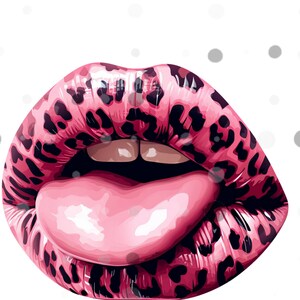 Pink Leopard Lips and More for Valentine's Day Designs | 20 Pngs - Etsy