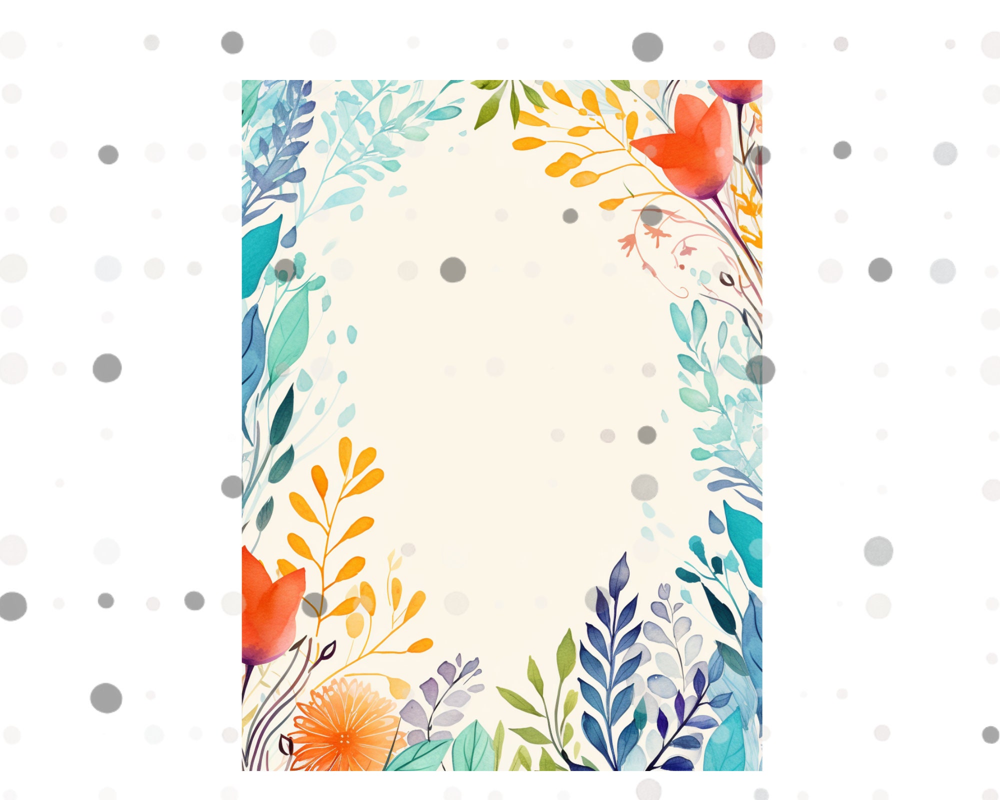 Floral Border Digital Paper | Floral Framed Digital Papers Set - Etsy