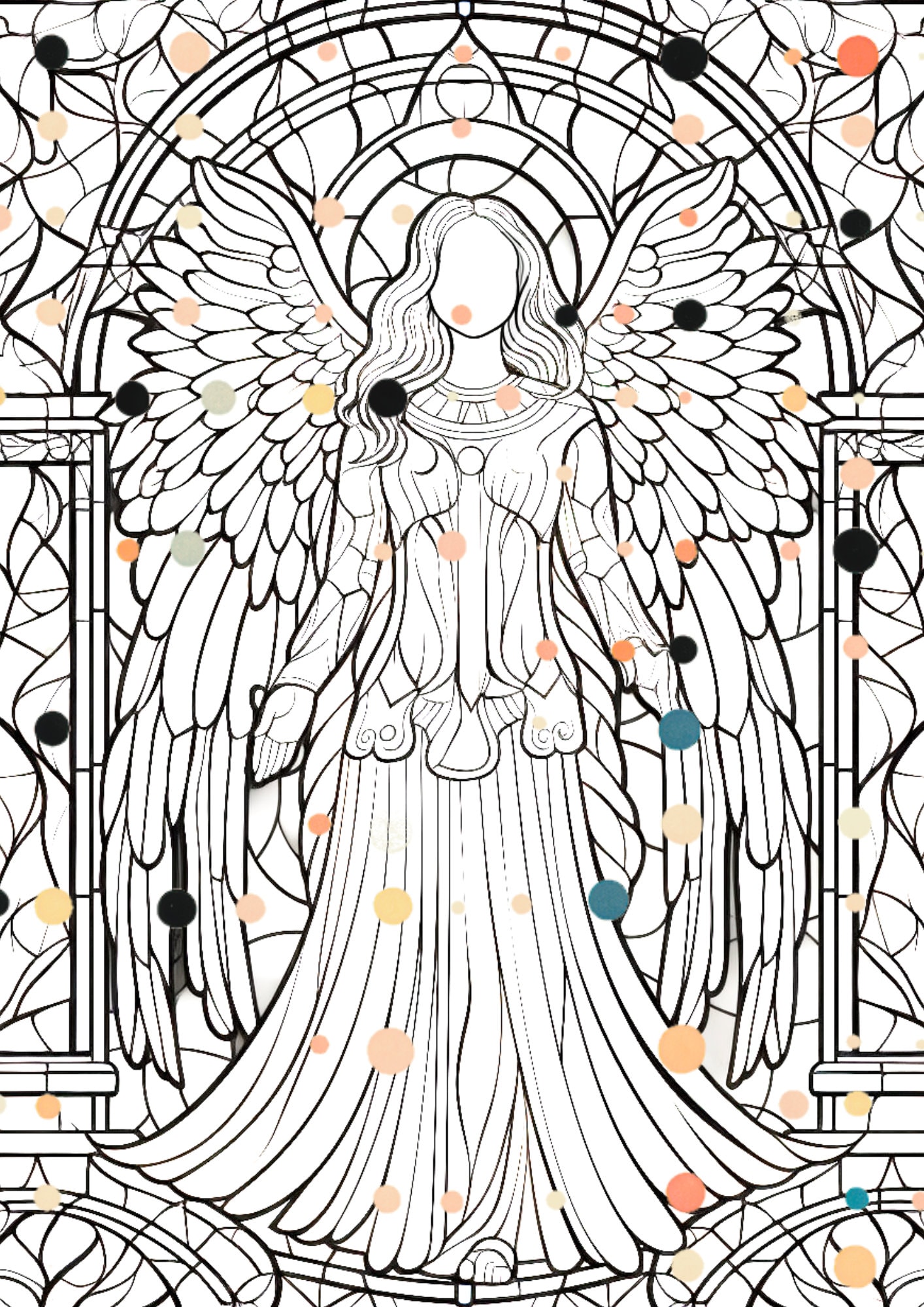 Heavenly Angels Stained Glass Coloring Pages - Set of 10 Ethereal ...