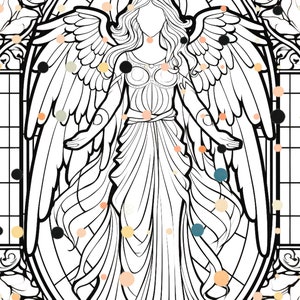 Heavenly Angels Stained Glass Coloring Pages - Set of 10 Ethereal ...