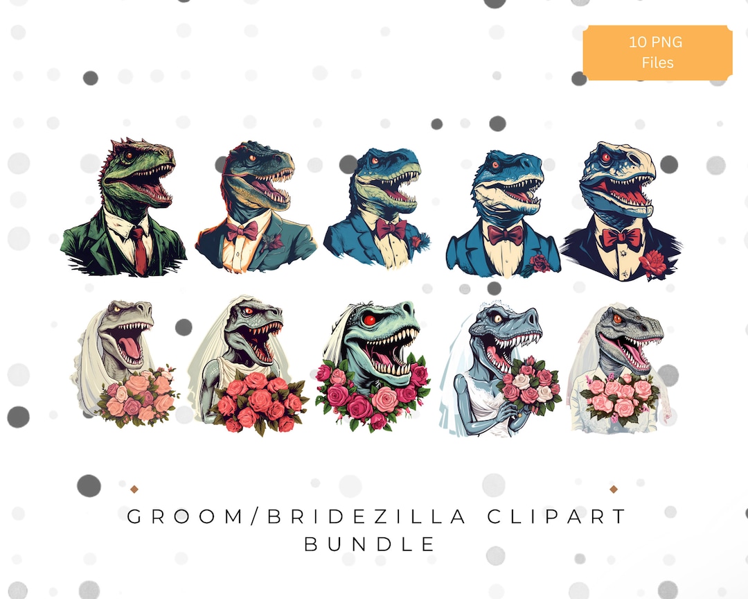 Bridezilla and Groomzilla PNG Illustration - Etsy