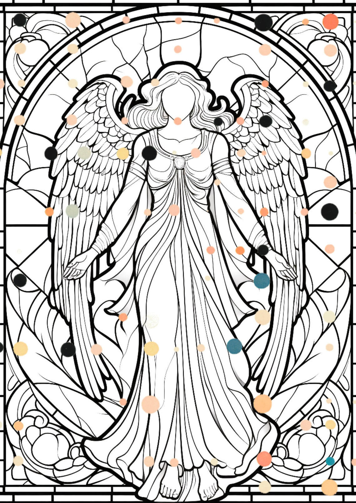 Heavenly Angels Stained Glass Coloring Pages - Set of 10 Ethereal ...