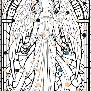 Heavenly Angels Stained Glass Coloring Pages - Set of 10 Ethereal ...
