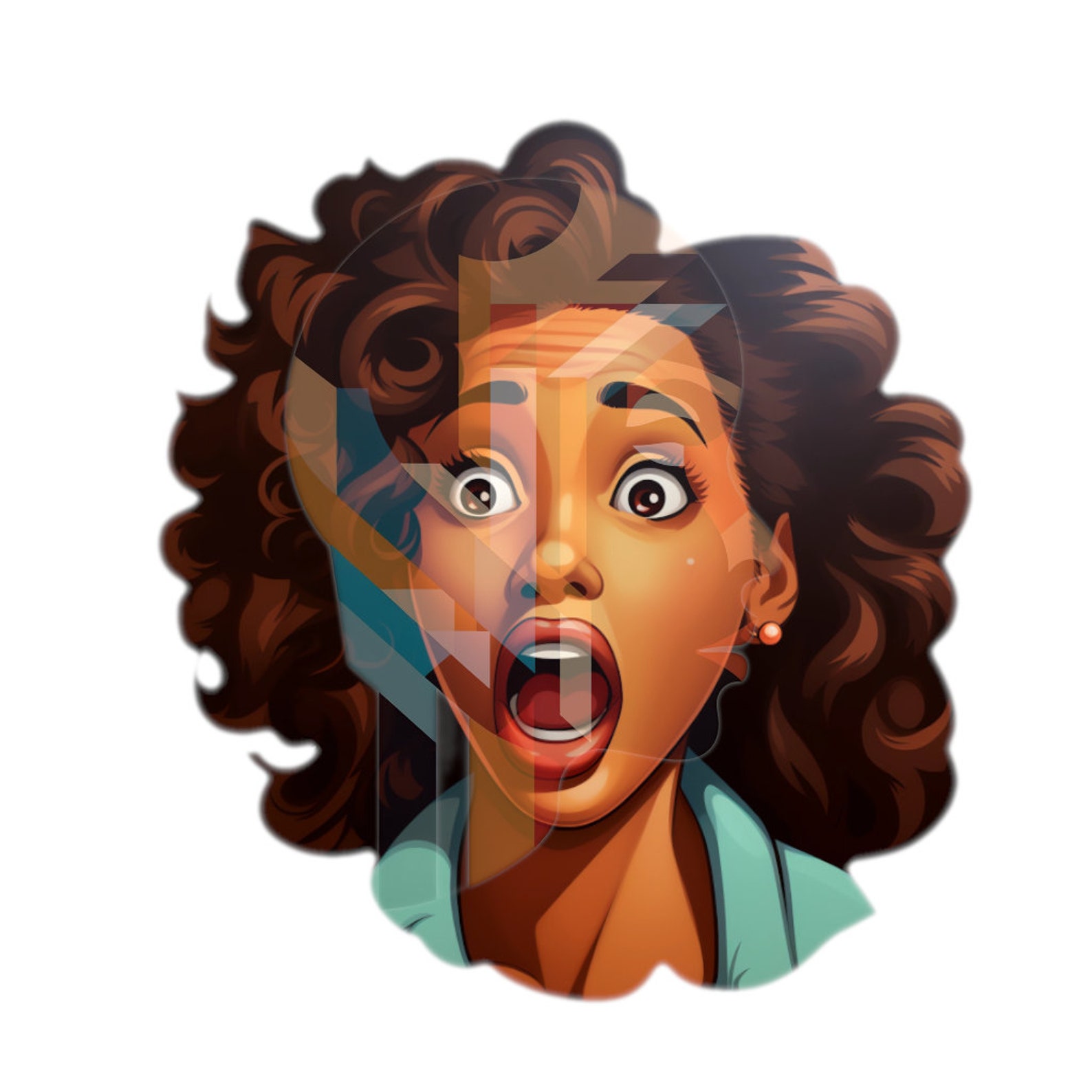 Shocked Black Woman Digital Illustration - Etsy