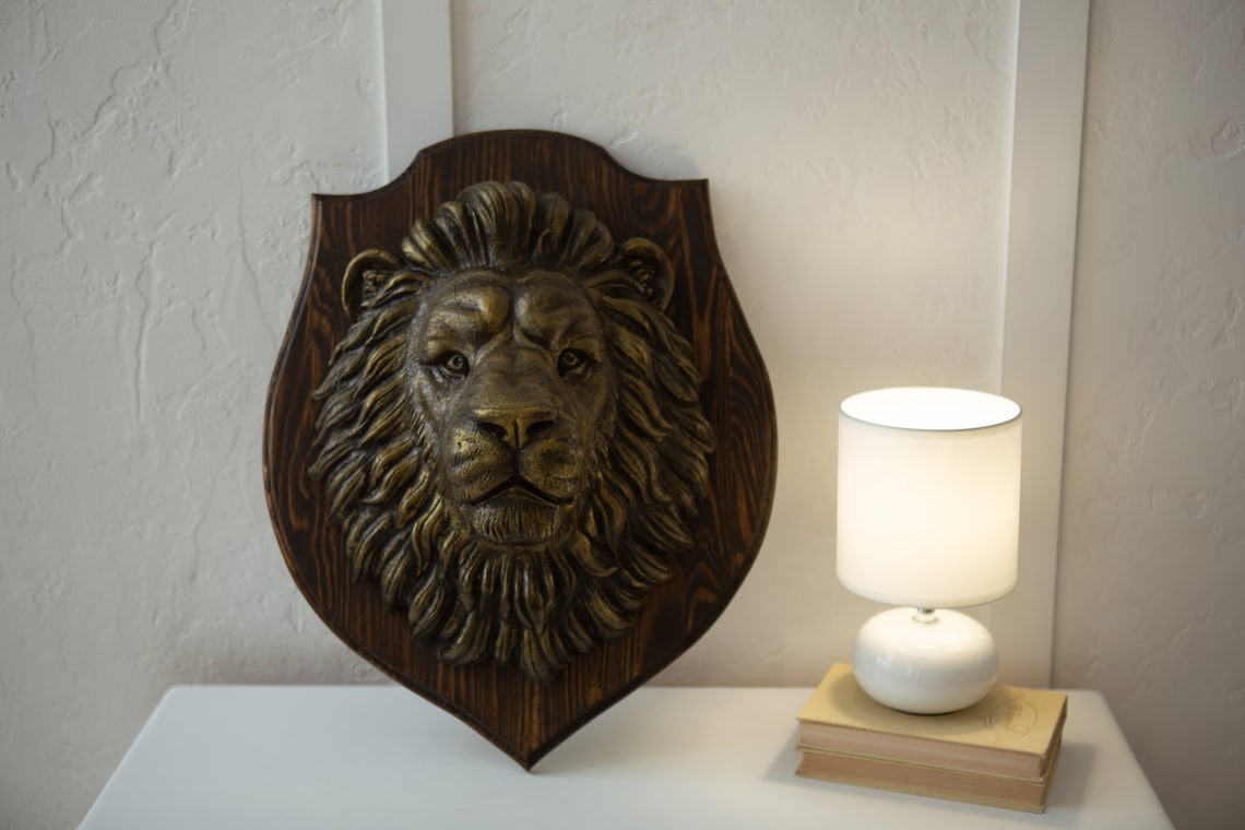 Decor Taxidermy Sculpture Lion Head Wall Mounted - Etsy