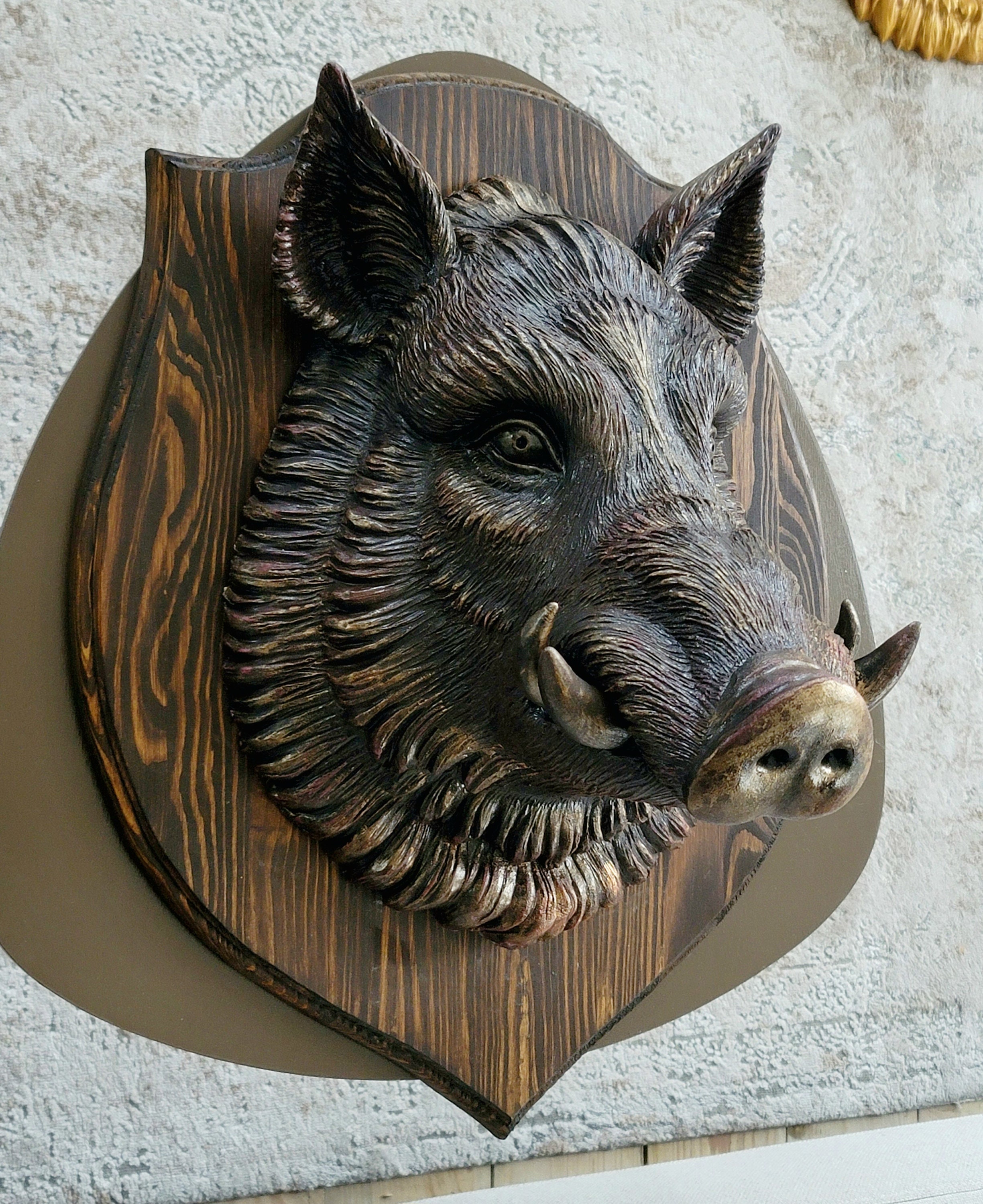 Taxidermy Sculpture Boar Head Wall Mounted Decor - Etsy