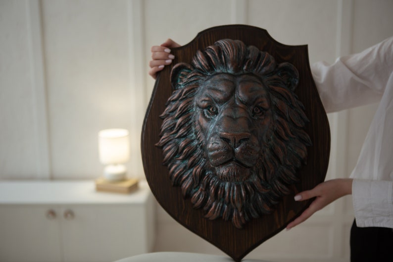 Decor Taxidermy Sculpture Lion Head Wall Mounted - Etsy