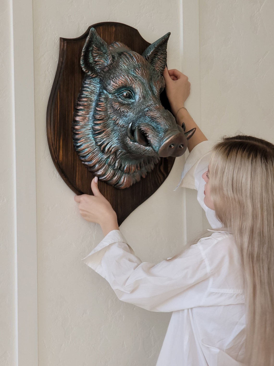 Taxidermy Sculpture Boar Head Wall Mounted Decor - Etsy