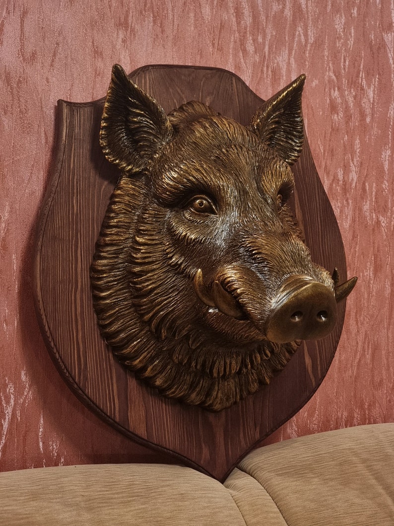 Taxidermy Sculpture Boar Head Wall Mounted Decor - Etsy