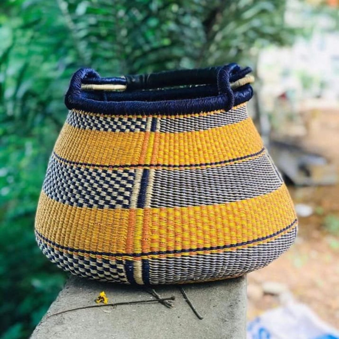 Farmer Market Basket, Bolga Storage Basket, Handwoven Flower Basket ...
