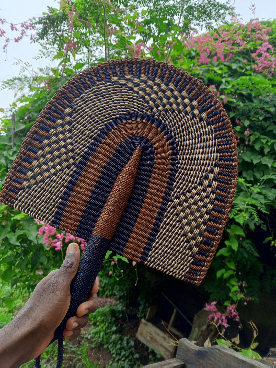 Cute Bolga Handwoven Straw Hand Fan, Boho Fan Wall Hanging, Native ...