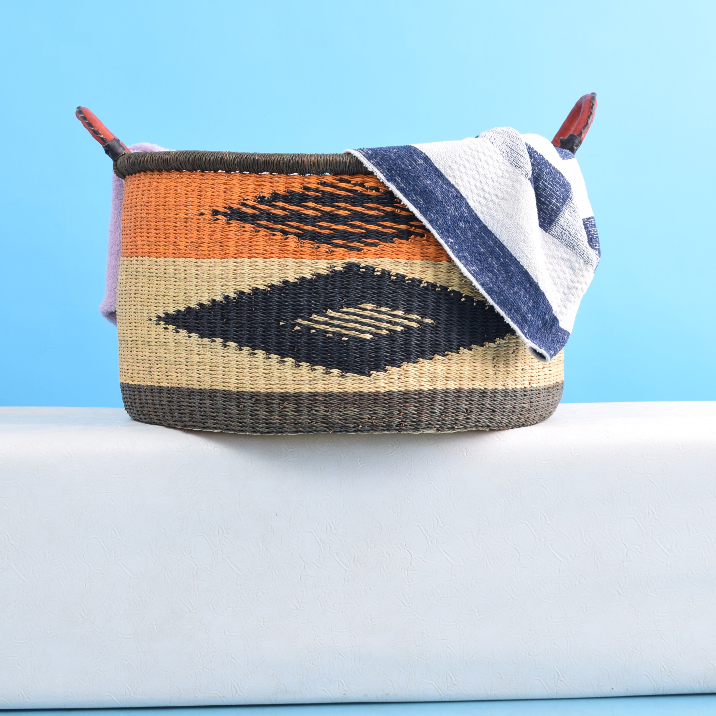 Wicker Laundry Basket, Bolga Storage Basket, Short Floor Hamper, Cloth ...