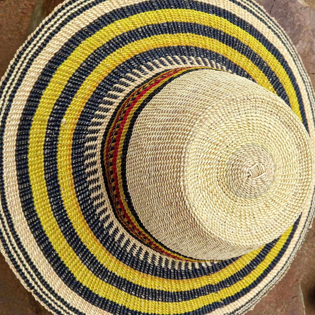 Handwoven Natural Straw Hat, Cute Beach Hat, Bolga Men Grass Hat ...