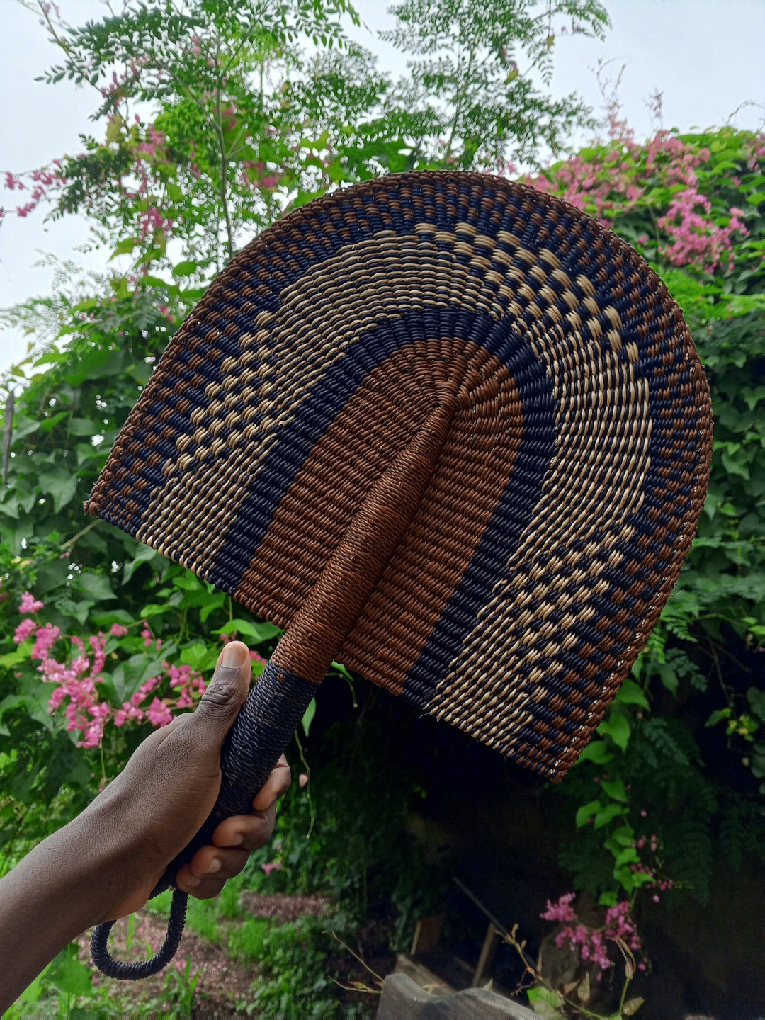 Cute Bolga Handwoven Straw Hand Fan, Boho Fan Wall Hanging, Native ...