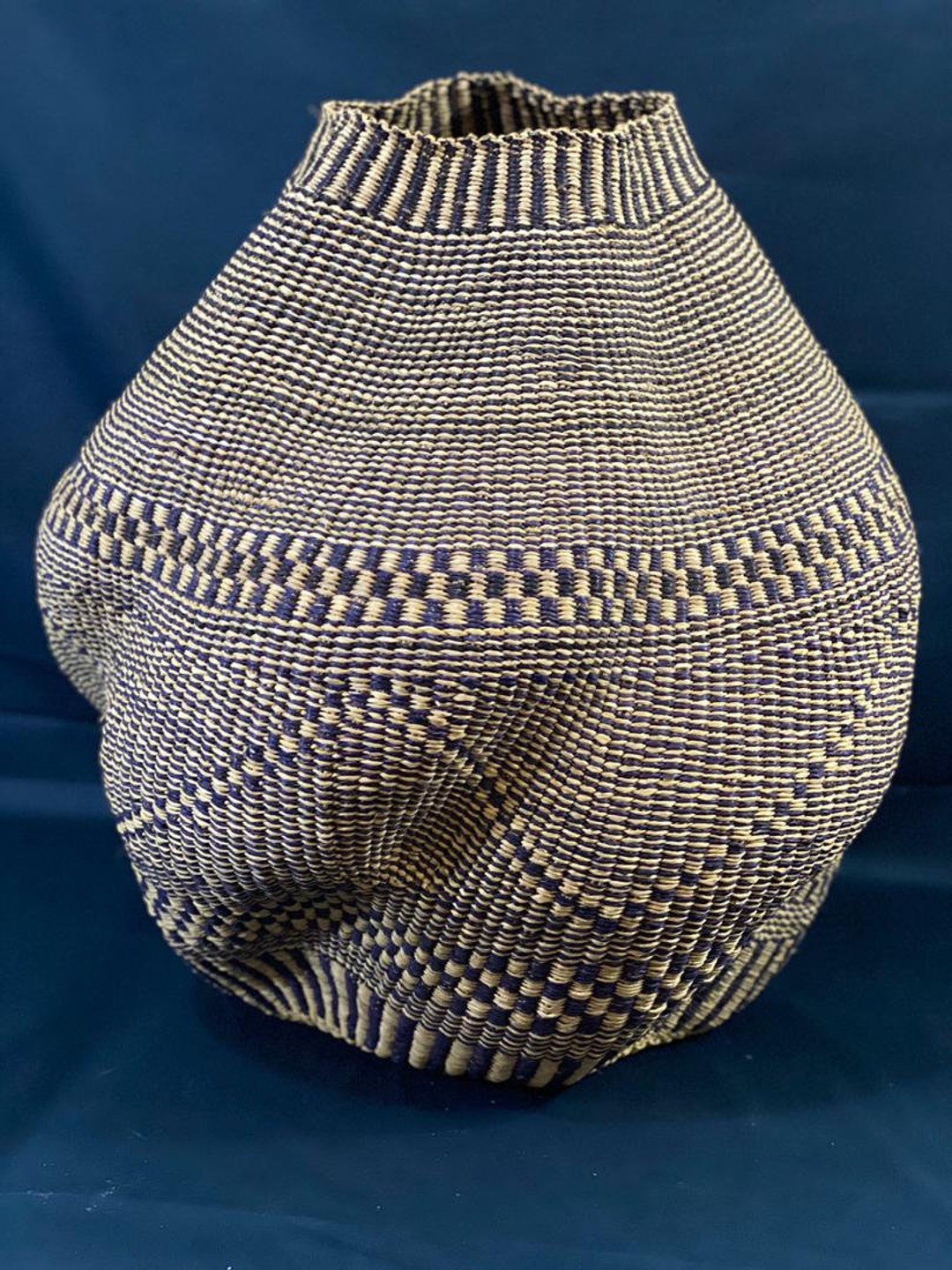Big Straw Pot Basket, Handwoven Straw Art Basket, Wicker Art Basket ...