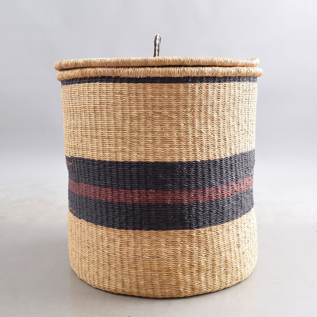 Straw Laundry Basket With Lid, Clothes Storage Basket, Large Laundry ...