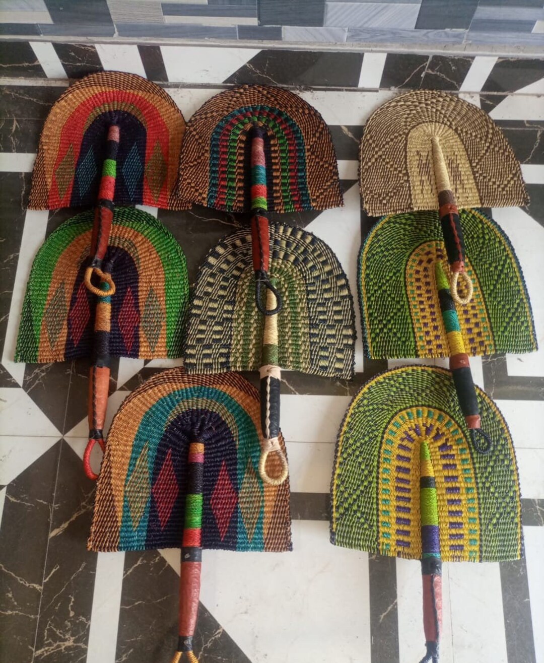 Cute Bolga Handwoven Straw Hand Fan, Boho Fan Wall Hanging, Native ...