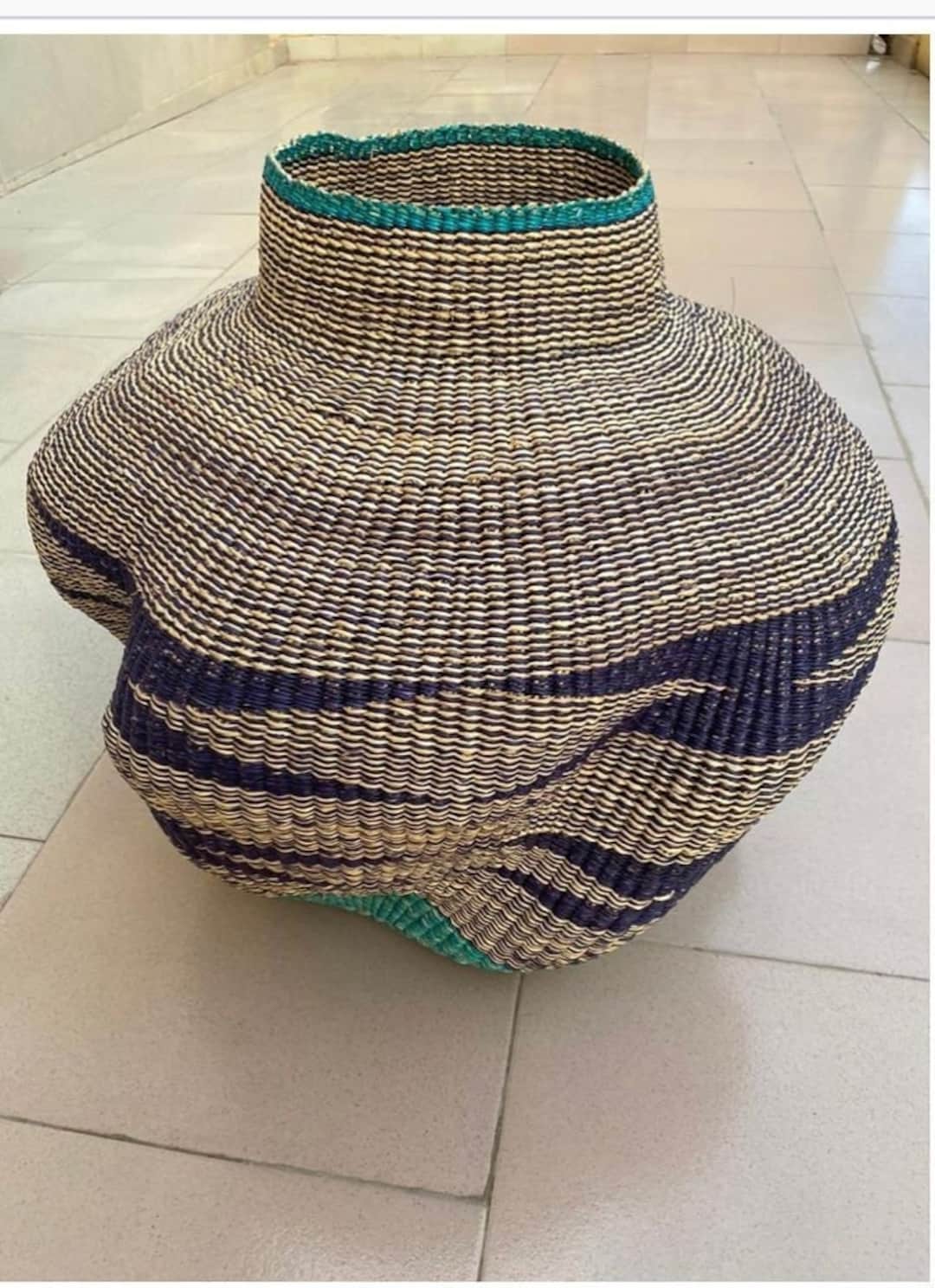 Large Flower Pot Basket, Big Straw Vase for Decoration, Basabasa Bolga ...