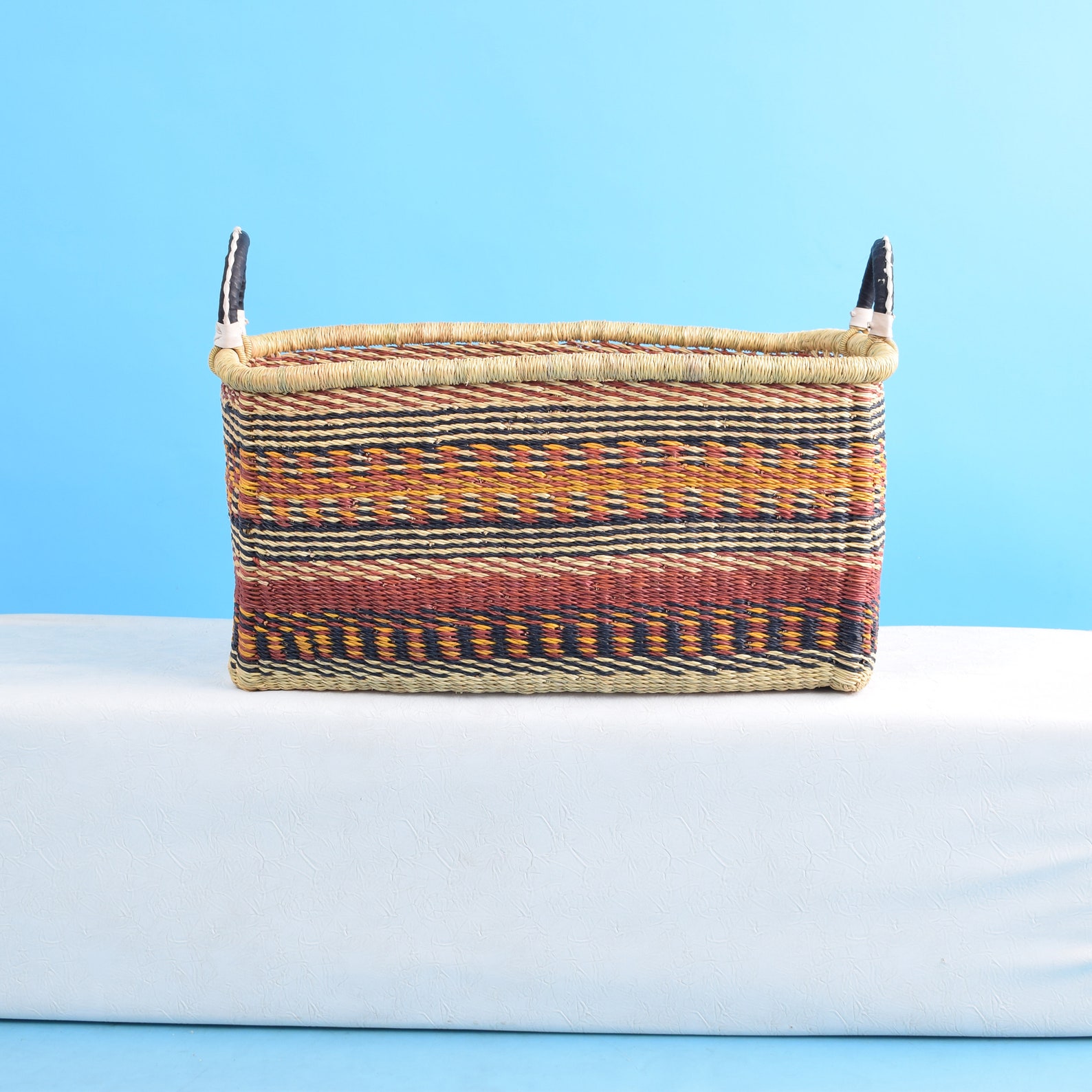 Rectangular Laundry Basket Straw Floor Hamper Wicker Storage Basket ...