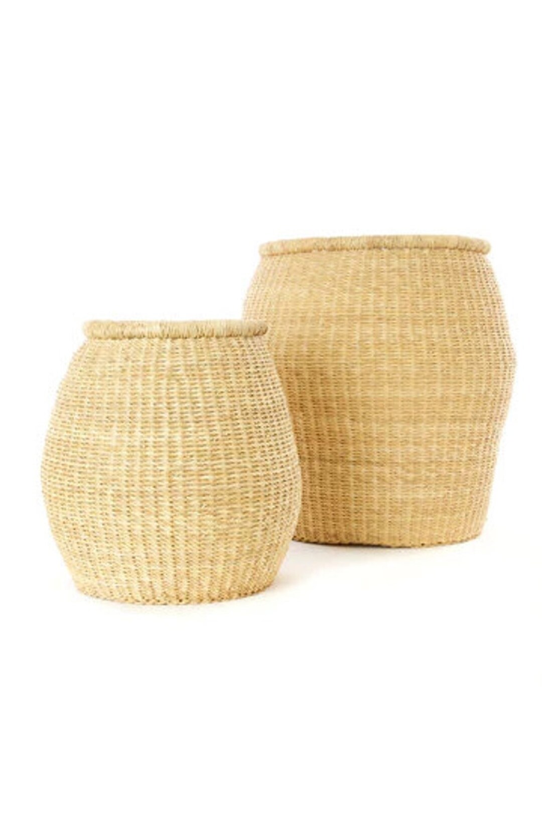 Rattan Laundry Basket Handwoven Straw Bathroom Floor Hamper - Etsy