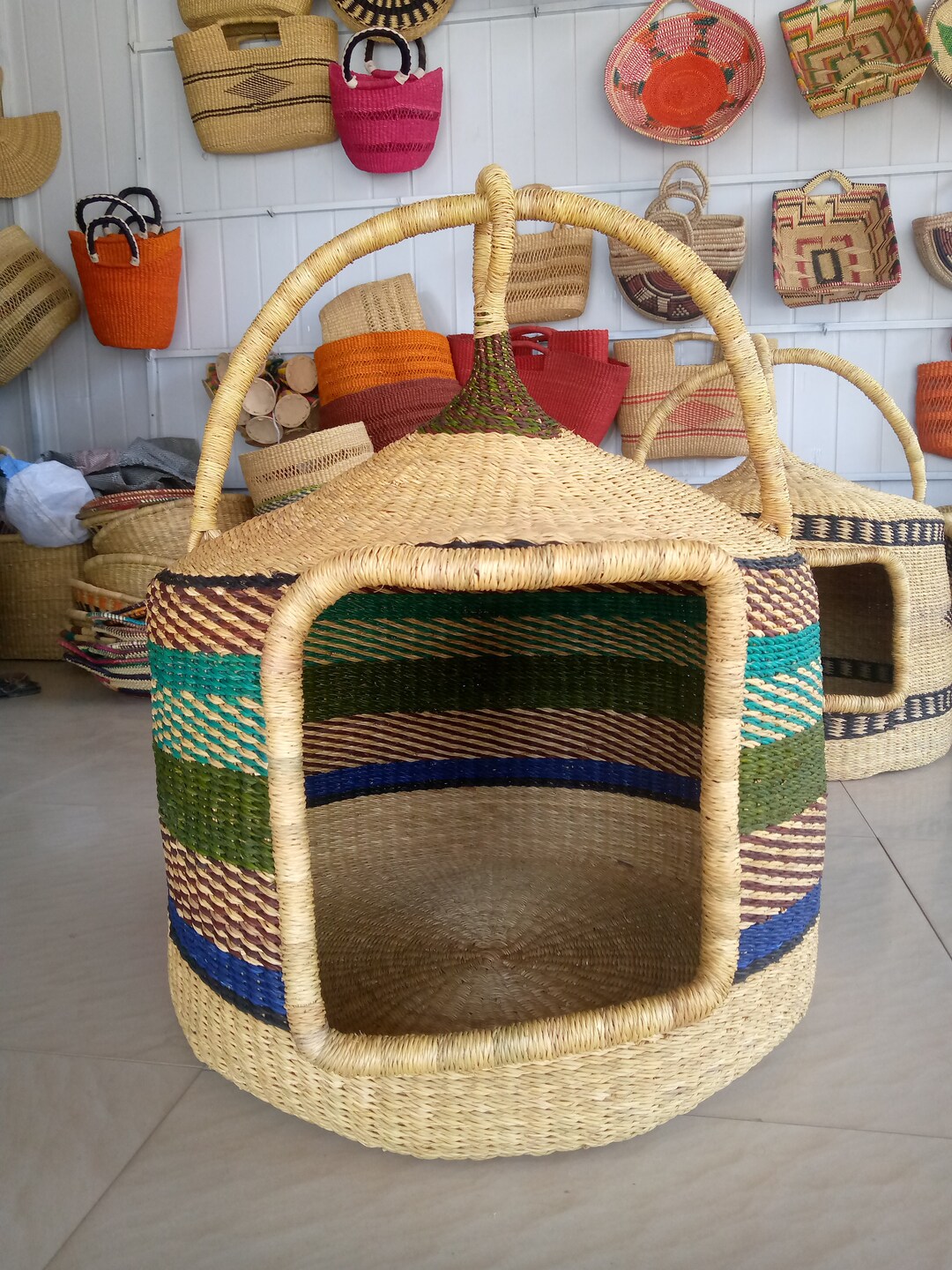 Straw Cat Bed| Handwoven Bedgister for Cat| Woven Cat Hanging Basket ...