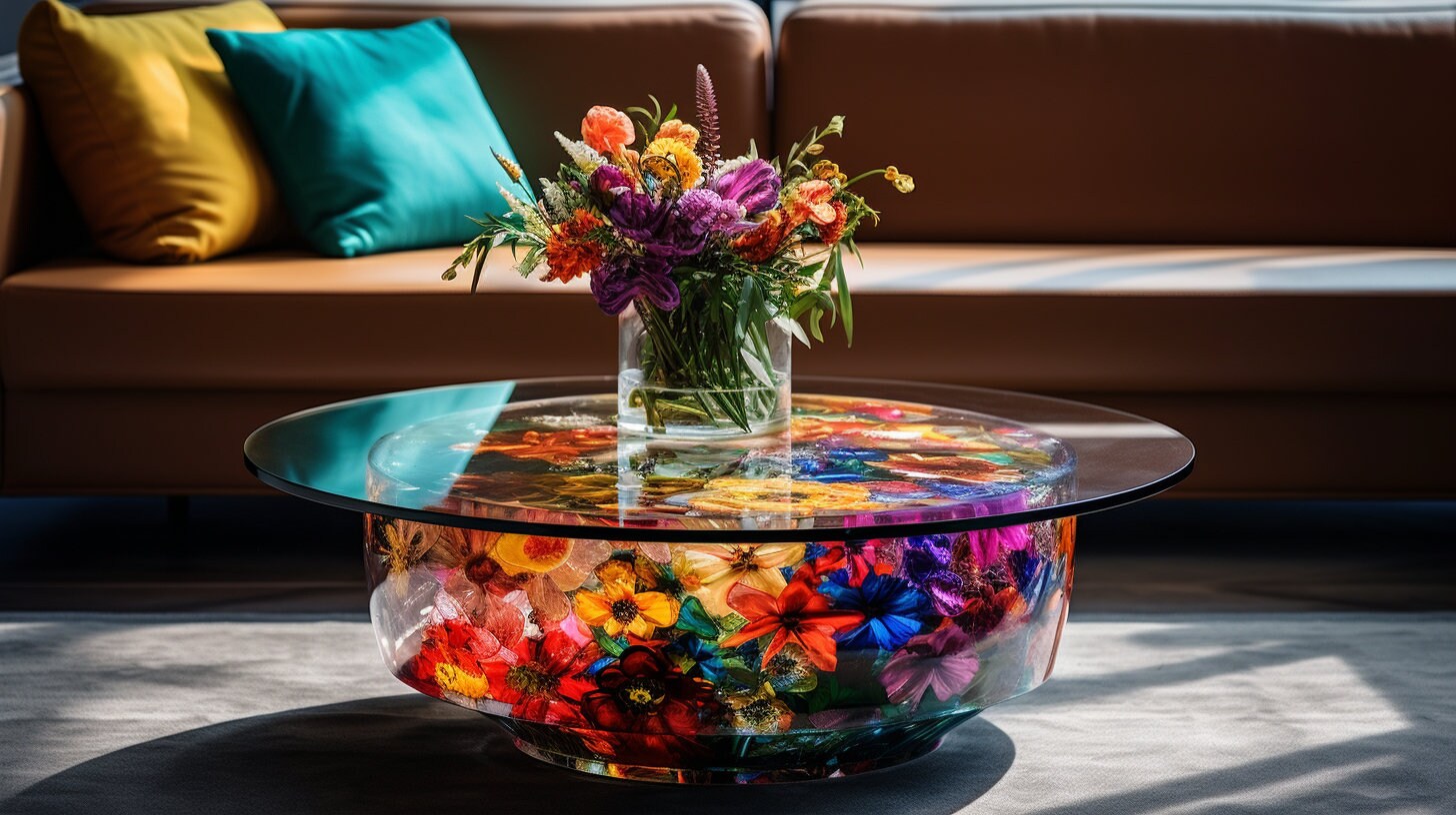 Transparent Coffee Tables With Flowers Digital Impressive - Etsy